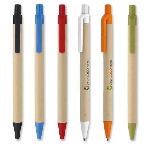 Printed cardboard pens with logo - Greengiving.eu